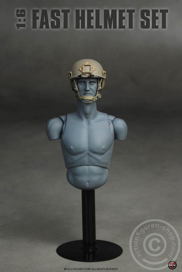 FAST Helmet, High Cut (XP) Helmet w/ Skeleton shroud - Tan | SSt058-1