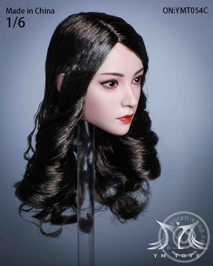 Female Head - Akiko - dark-brown curly Hair | YMT-54C